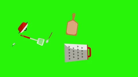 Animation of cooking tools, green screen... | Stock Video | Pond5