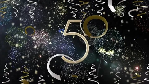 Animation of countdown and fireworks on ... | Stock Video | Pond5