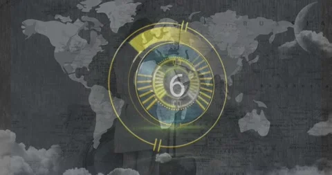 Animation of countdown over world map | Stock Video | Pond5