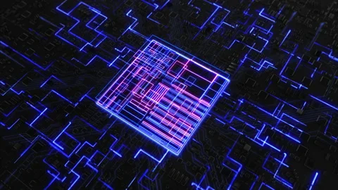 Animation CPU GPU Circuit Board. Futuris... | Stock Video | Pond5