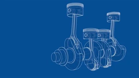 Animation of crankshaft and four pistons... | Stock Video | Pond5
