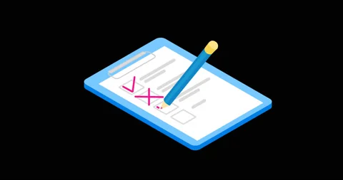 Animation of cross and tick data on form... | Stock Video | Pond5