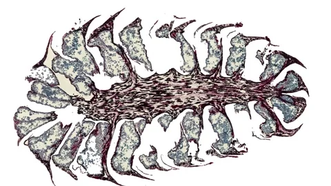 Animation of a cross section cut of a ma... | Stock Video | Pond5