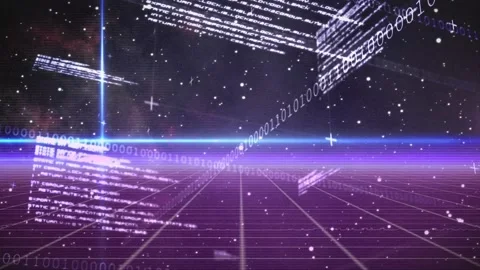 Animation of cubes, looping binary codes... | Stock Video | Pond5