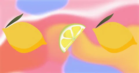 Animation of cut lemons falling on colou... | Stock Video | Pond5