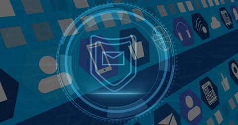 Animation of cyber security and shield w... | Stock Video | Pond5