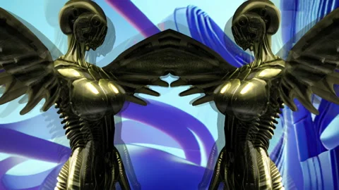 Animation of cyborg angel of death flapp... | Stock Video | Pond5