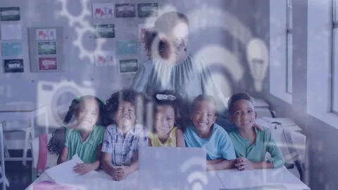 Animation of data loading and media icon... | Stock Video | Pond5