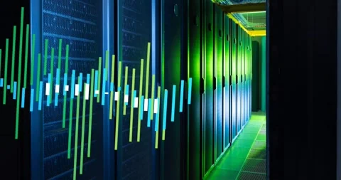 Animation of data processing against com... | Stock Video | Pond5