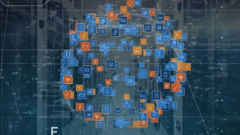 Animation of data processing and media i... | Stock Video | Pond5