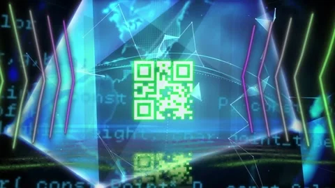 Animation of data processing and qr code... | Stock Video | Pond5