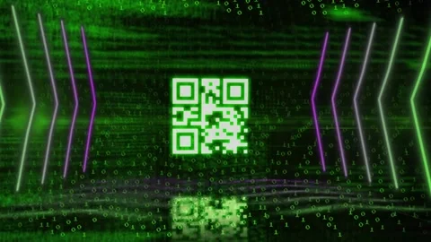 Animation of data processing and qr code... | Stock Video | Pond5
