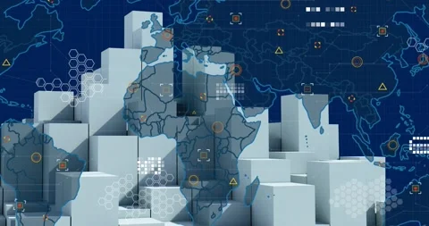 Animation of data processing and world m... | Stock Video | Pond5