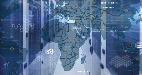 Animation of data processing and world m... | Stock Video | Pond5