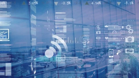 Animation of data processing in blue bac... | Stock Video | Pond5