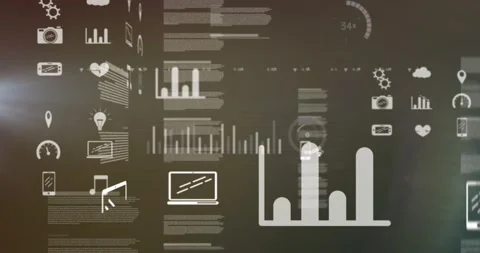 Animation of data processing with icons ... | Stock Video | Pond5