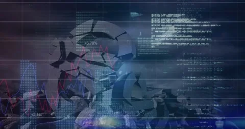 Animation of data processing over broken... | Stock Video | Pond5