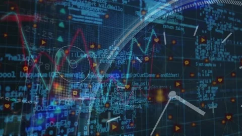 Animation of data processing over clock | Stock Video | Pond5