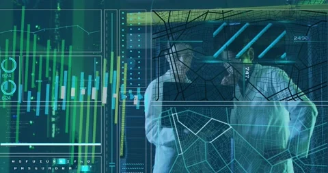 Animation of data processing over divers... | Stock Video | Pond5