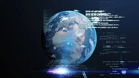 Animation of data processing over earth ... | Stock Video | Pond5