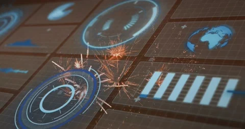 Animation of data processing over firewo... | Stock Video | Pond5