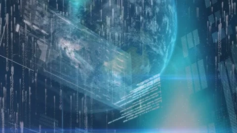 Animation of data processing over globe ... | Stock Video | Pond5