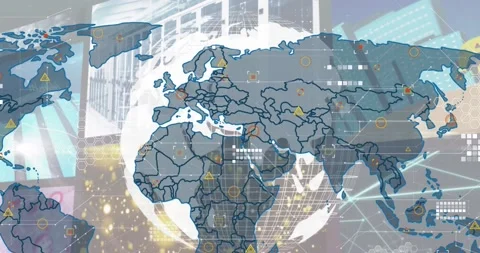 Animation of data processing over globe ... | Stock Video | Pond5
