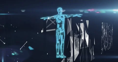 Animation of data processing over human ... | Stock Video | Pond5