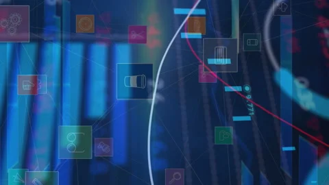 Animation of data processing over media ... | Stock Video | Pond5