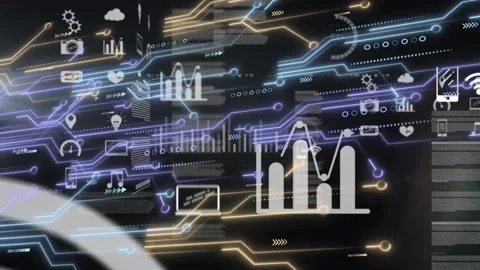 Animation of data processing over media ... | Stock Video | Pond5