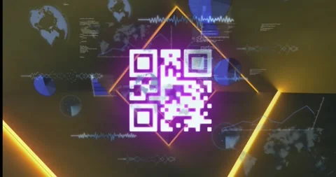 Animation of data processing over qr cod... | Stock Video | Pond5