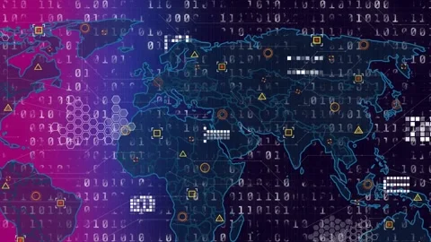 Animation of data processing over world ... | Stock Video | Pond5