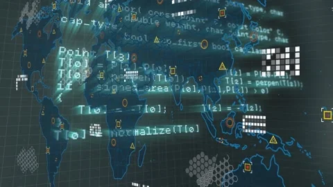 Animation of data processing over world ... | Stock Video | Pond5