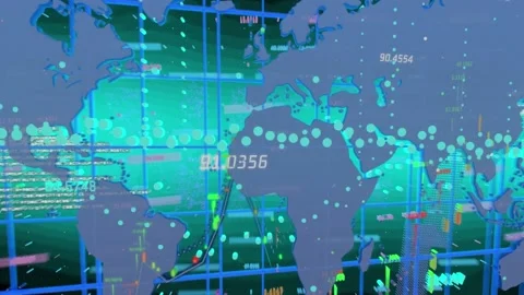 Animation of data processing over world ... | Stock Video | Pond5