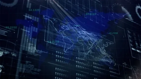 Animation of data processing over world ... | Stock Video | Pond5