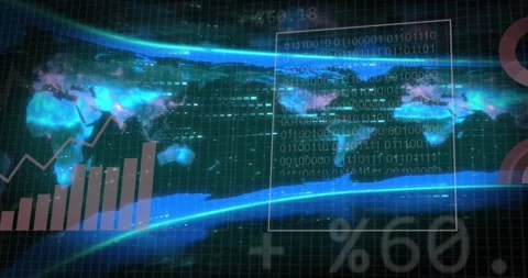 Animation of data processing over world ... | Stock Video | Pond5