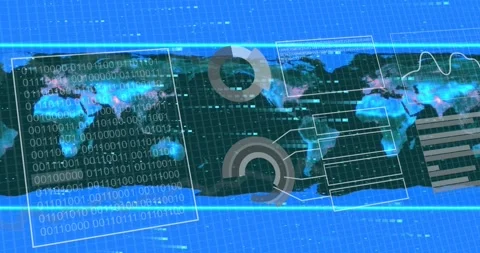 Animation of data processing over world ... | Stock Video | Pond5