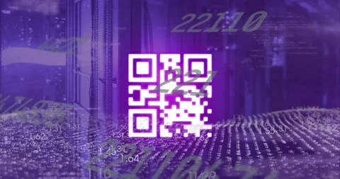 Animation of data processing with qr cod... | Stock Video | Pond5