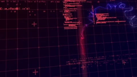 Animation of data processing in red on b... | Stock Video | Pond5