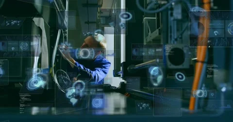 Animation of data processing with scope ... | Stock Video | Pond5