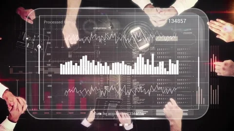Animation of data on screen over diverse... | Stock Video | Pond5