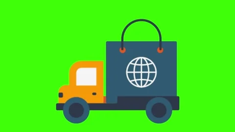 Animation of a delivery icon on a green ... | Stock Video | Pond5