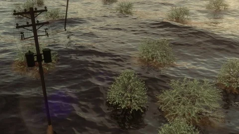 Animation depicting the flooding after h... | Stock Video | Pond5