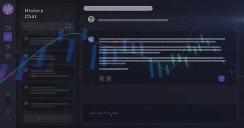 Animation of diagram and ai chat on blac... | Stock Video | Pond5