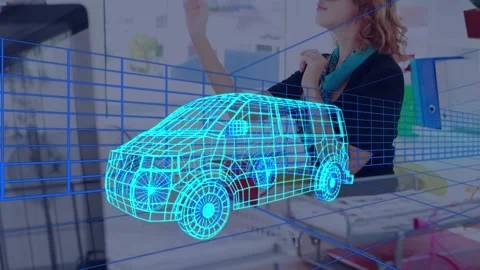 Animation of digital 3d drawing of car o... | Stock Video | Pond5