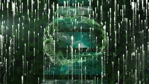 Animation of digital brain and falling c... | Stock Video | Pond5