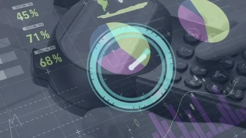 Animation of digital clock and infograph... | Stock Video | Pond5