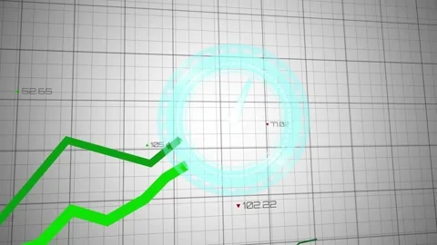 Animation of digital clock, graphs with ... | Stock Video | Pond5