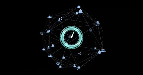 Animation of digital clock over connecte... | Stock Video | Pond5