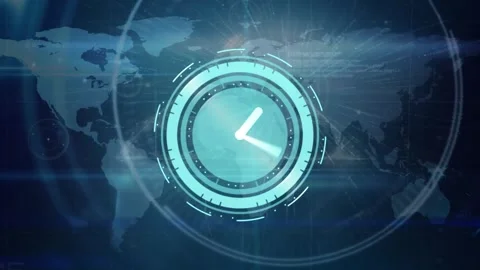 Animation of digital clock over connecte... | Stock Video | Pond5